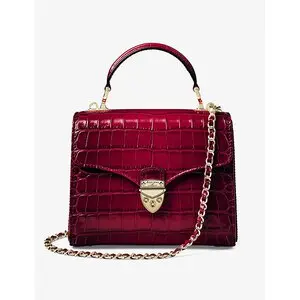 ASPINAL OF LONDON Mayfair Midi Crocodile-embossed Leather Bag - Cherry
