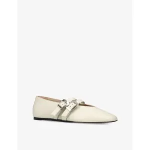 Le Monde Beryl Claudia Double-strap Leather Flats - White