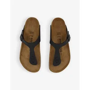 BIRKENSTOCK Branded-hardware Faux-leather Thong Sandals - Black