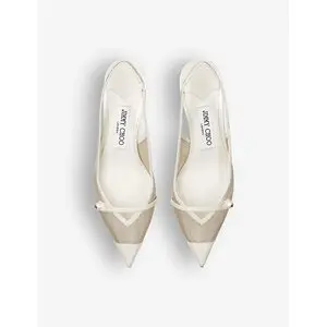 JIMMY CHOO Amita 45 Leather And Mesh Slingback Heels - Latte/champagne
