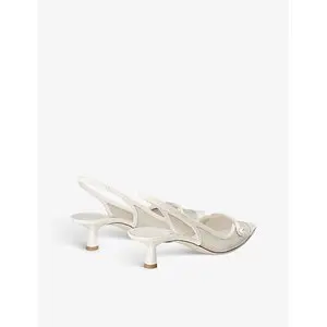 JIMMY CHOO Amita 45 Leather And Mesh Slingback Heels - Latte/champagne