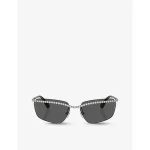 SWAROVSKI Gem-embellished Rectangle Sunglasses - Grey