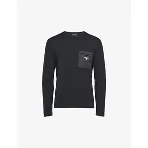 Prada Brand-plaque Patch-pocket Wool Jumper