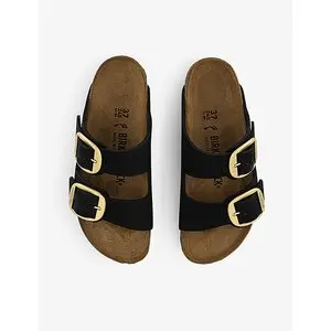 BIRKENSTOCK Arizona Big-buckle Two-strap Leather Sandals - Black Nubuck