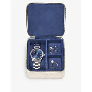ASPINAL OF LONDON Logo-print Grained-leather Watch And Ring Box