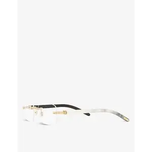Cartier Ct0286o Rectangular-frame Metal And Horn Glasses