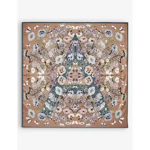 ASPINAL OF LONDON Floral-print Silk Scarf - Latte