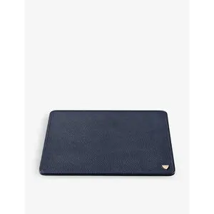 ASPINAL OF LONDON Logo-embossed Grained-leather Mouse Pad - Navy