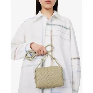 Bottega Veneta Loop Mini Leather Crossbody Bag - Travertine-gold