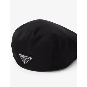 Prada Re-nylon Beret Hat With Triangle Plaque