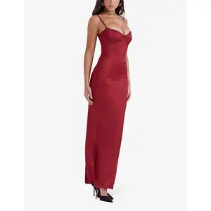 House Of Cb Stefania Fitted Satin Maxi Dress