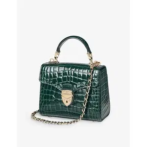 ASPINAL OF LONDON Mayfair Mini Crocodile-embossed Bag - Evergreen