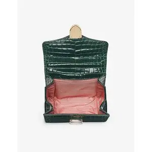 ASPINAL OF LONDON Mayfair Mini Crocodile-embossed Bag - Evergreen