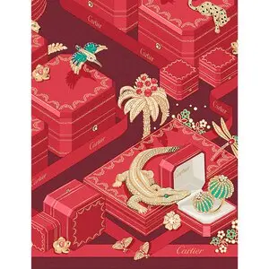 Cartier Jewellery Boxes Graphic-print Silk-twill Scarf - Red