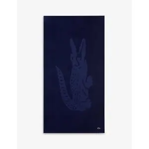Lacoste Cotton Beach Towel 100cm X 160cm - Marine