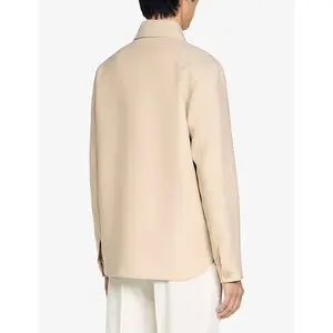 Sandro Patch-pocket Relaxed-fit Woven Overshirt - Beige