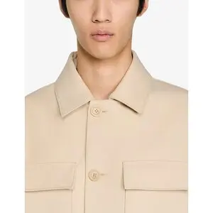 Sandro Patch-pocket Relaxed-fit Woven Overshirt - Beige