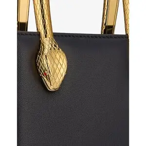 BVLGARI Serpenti Leather Tote Bag - Black
