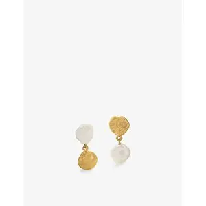 Monica Vinader Circular Drop Pearl Stud Earrings - Gold