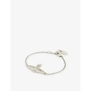 VIVIENNE WESTWOOD Bas Relief Platinum-plated Brass Bracelet - Platinum/crystal Cryst