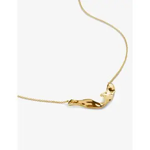 Monica Vinader Wave Pendant Necklace - Yellow Gold
