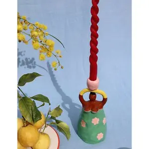 LAETITIA ROUGET Nina Hand-painted Ceramic Candleholder 22cm