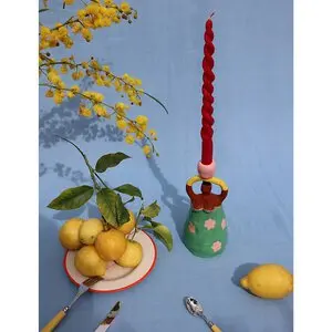 LAETITIA ROUGET Nina Hand-painted Ceramic Candleholder 22cm