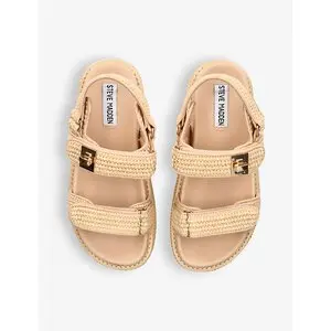 Steve Madden Millo Double-strap Raffia Sandals - Beige