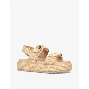 Steve Madden Millo Double-strap Raffia Sandals - Beige