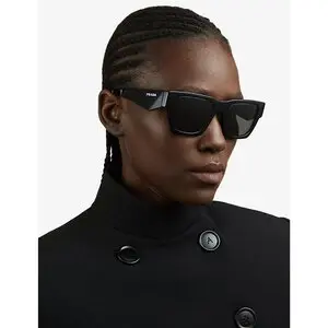 Prada Pr A06s Rectangle-frame Sunglasses - Black