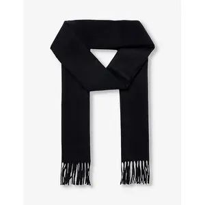Johnstons Of Elgin Fringe-trim Brushed Cashmere Scarf - Black