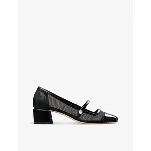 JIMMY CHOO Elisa 45 Mesh And Patent-leather Heeled Courts - Black/black