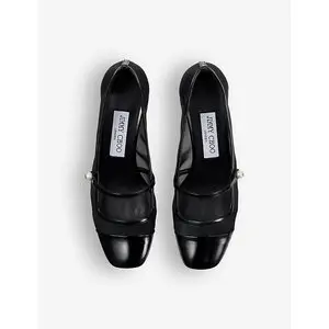 JIMMY CHOO Elisa 45 Mesh And Patent-leather Heeled Courts - Black/black