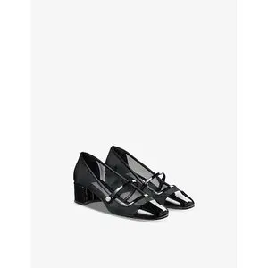 JIMMY CHOO Elisa 45 Mesh And Patent-leather Heeled Courts - Black/black