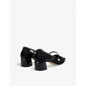 JIMMY CHOO Elisa 45 Mesh And Patent-leather Heeled Courts - Black/black