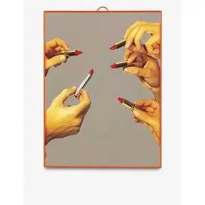 SELETTI Toiletpaper Lipstick-print Glass Mirror 30cm - None
