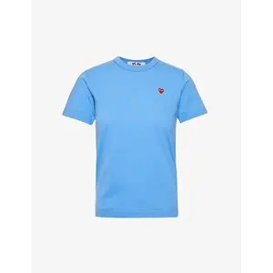 Play Comme Des Garcon Logo-embroidered Cotton-jersey T-shirt - Blue