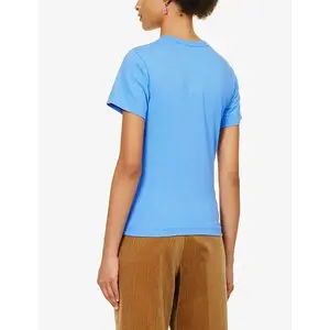 Play Comme Des Garcon Logo-embroidered Cotton-jersey T-shirt - Blue