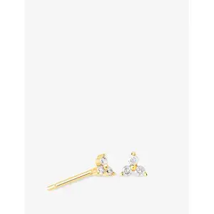 ASTRID & MIYU Triple Crystal Stud Earrings - Gold