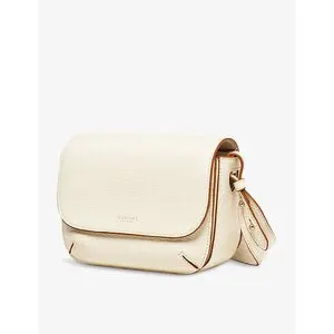 ASPINAL OF LONDON Ella Logo-print Grained-leather Cross-body Bag - Ivory