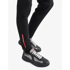 Prada America's Cup Original Leather And Mesh Sneakers - Black