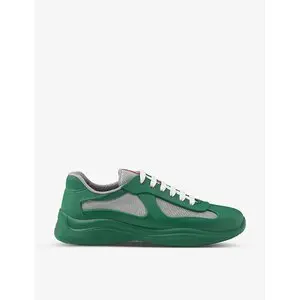Prada America's Cup Original Leather And Mesh Sneakers - Green