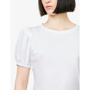 Paige Matcha Puffed-sleeve Cotton T-shirt