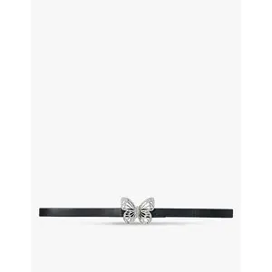 Maje Rhinestone-embellished Leather Belt - Noir / Gris