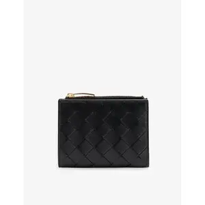Bottega Veneta Intrecciato Zipped Leather Bifold Wallet - Black/gold