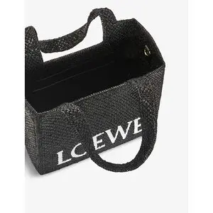 Loewe X Paula's Ibiza Medium Logo-print Raffia-blend Top-handle Bag - Black