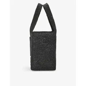 Loewe X Paula's Ibiza Medium Logo-print Raffia-blend Top-handle Bag - Black