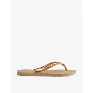 Havaianas Slim Logo-embossed Rubber Flip Flops - Golden