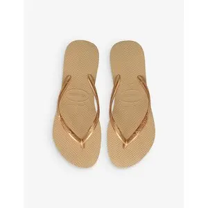 Havaianas Slim Logo-embossed Rubber Flip Flops - Golden