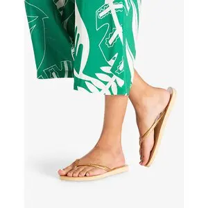 Havaianas Slim Logo-embossed Rubber Flip Flops - Golden